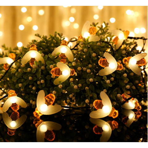 30 Led Solar Bee Lights String Outdoor Garden Decoration Insect Battery ...