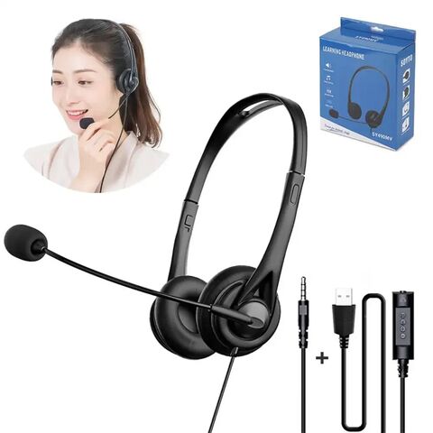 3.5mm Usb Business Headset With Mic Wired Call Center Headphone Volume ...