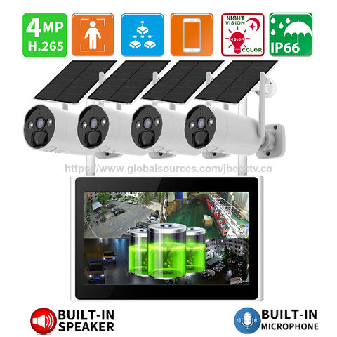 Factory Price 4ch Solar Battery Wireless Lcd Nvr Kit,4mp 200 Meters Far For Wireless Signal Plug ...