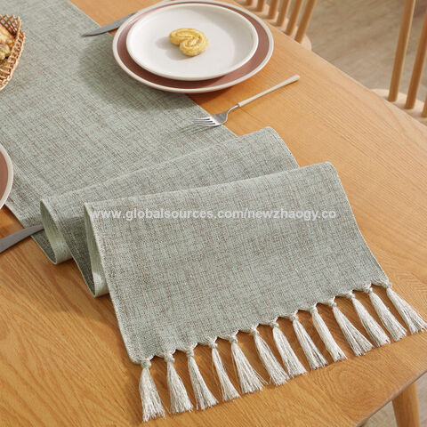 Elegant Boho Farmhouse 72-inch Table Runner With Tassels Knitted Fall ...