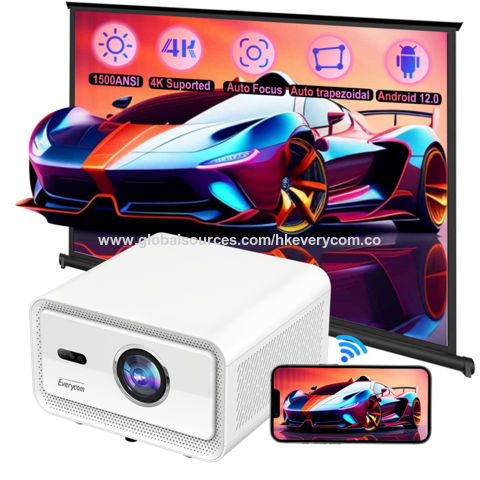 Real 1500 Ansi 4k Video Projector Mirror Screen Smart Android 12 Movie ...