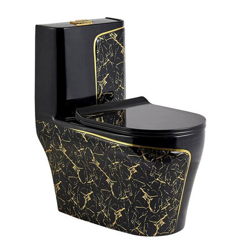 Floor Mounted Washroom Round Bowl P-trap S-trap Wash Down Gold Black Wc ...