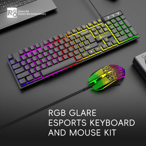 In Stock Arabic Layout Colorful Rgb Ergonomic Wired Illuminated Gaming ...