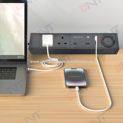 Multi-functional 2 Ac Outlets Dual Usb A+c Uk 65w Pd Fast Charge Desktop Clamp Socket Power ...