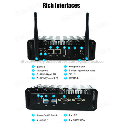 Mini Pc 10th Core I5 10210u 2*rj45 Giga Lan 2*rs232 Com 2*hdmi+dp ...