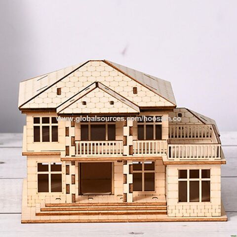 Wooden Diy 3d House Puzzles Toy Handmade Building Model Kids Toys Gifts ...