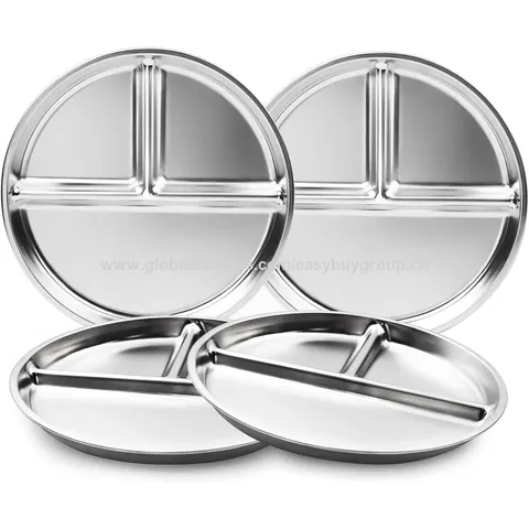 Buy China Wholesale Buffet Plates Stainless Steel Three-compartment ...