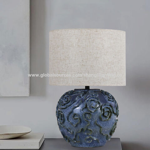New Chinese-style Relief Coarse Ceramic Table Lamp Carving ...