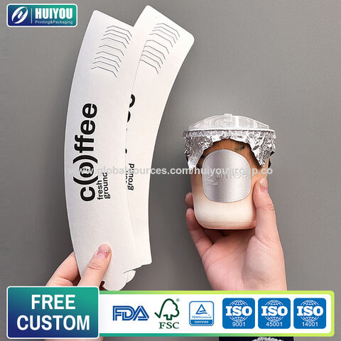 Cup Sleeve Custom Printed White Cardboard Coffee Plastic Cup Sleeves ...