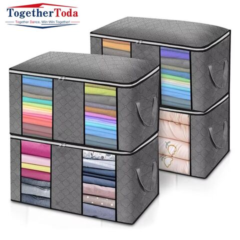 90l Large Double Zipper Bed Storage Boxes Non-woven Fabric Clothes ...