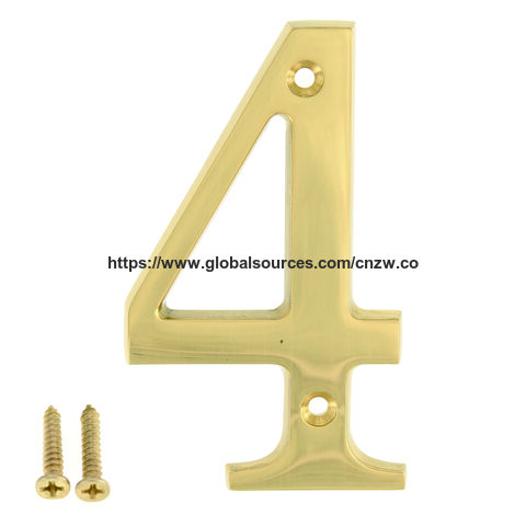 Zhongwang Hardware A100 4 Inch Bright Brass House Number 4 For Outside ...