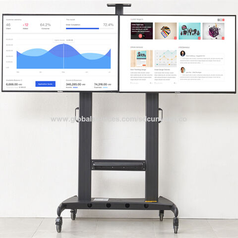 Universal Rolling Tv Stand Heavy Duty Steel Construction Locking Wheels ...