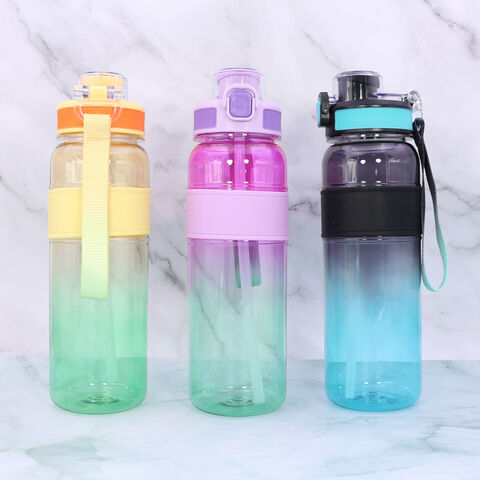 Clear Gradient Color Drinking Water Bottle With Rubber Sleeve For Daily ...