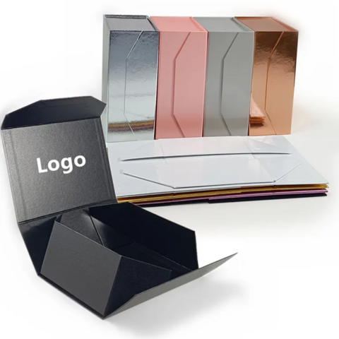 Luxury Custom Logo Size Metallic Magnet Box Packaging Folding Hard ...