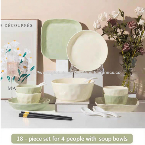High-end Simple Household Ceramic Soup Bowl With A Creamy Style Elegance, Underglaze Color ...