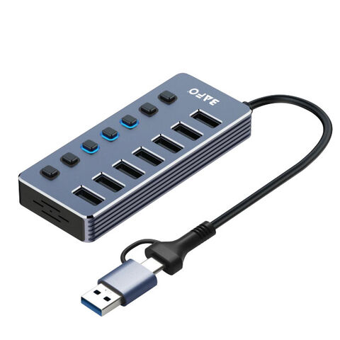 7-port Usb-a 3.2 Gen1 Hub With Switches, Dual Interface Usb-a/c Input ...