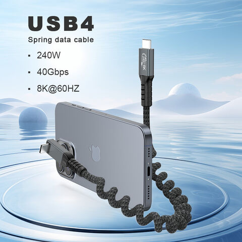 Sprin Usb-c Usb4 Cable Stretch Coiled 20gbps 240w 8k Type-c Up Angled ...