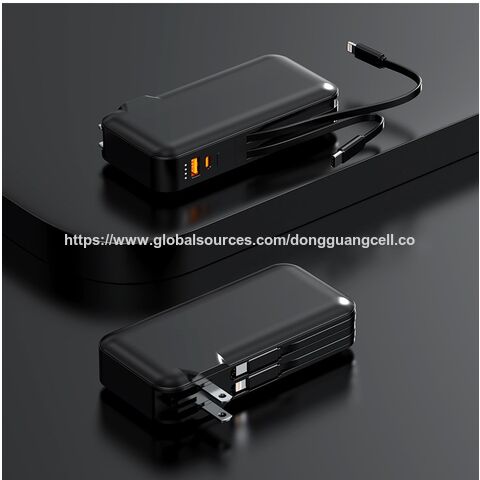Wholesale Oem 10000mah Power Bank Plug Charger Bult-in Cable With Lcd ...