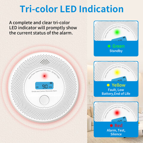 Standalone 2 In 1 Carbon Monoxide Detector Combo Smoke Fire Alarm ...