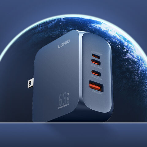 Ldnio Q7 65w Gan Iii Fast Wall Charger, 3-port Portable Usb C Charging ...