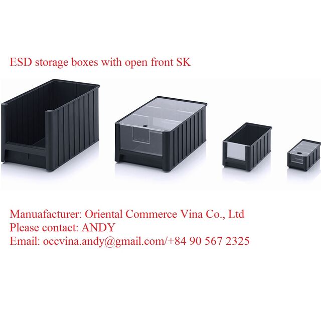 Esd Storage Boxes With Open Front Sk, Electrically Conductive Material ...
