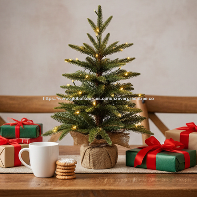 Hot Selling Tabletop Trees Pe Mixed Pvc Trees With Battery Operatation ...