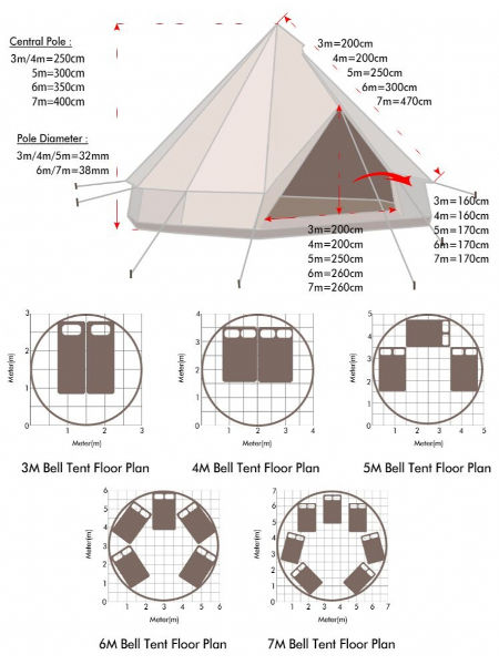 Family Camping Bell Tent With Ground Sheet Waterproof Wigwam tipi ...
