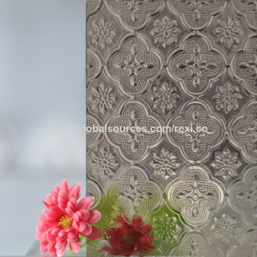 China Flora Patterned Glass Clear Blue Green Bronze Figured Glass on ...