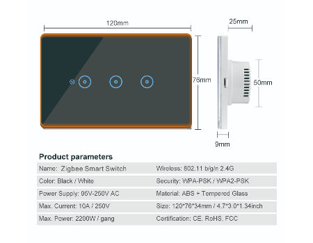 Zigbee smart touch wall light switch wireless remote control works with alexa google home and ...