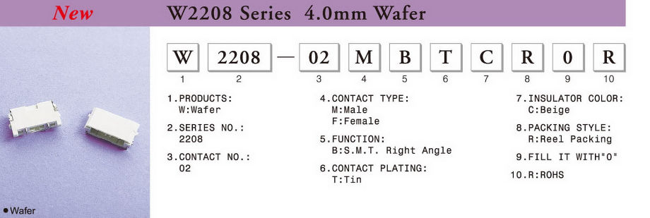 Taiwan4.0mm LED Light Bar Wafer 2Pin SMT Type 90° Male, Female on ...