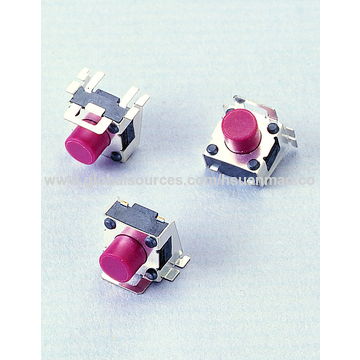 Taiwan Tact Switch, SMT Right Angle Type 4.37x6.3mm Knob Height 2.8, 4. ...