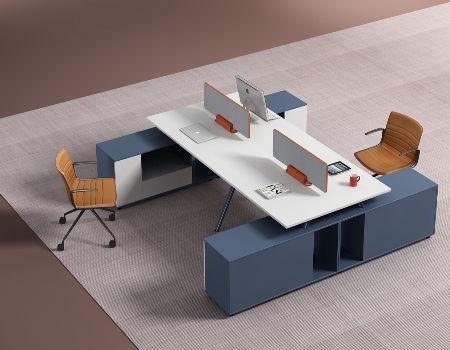 China Modern office computer table design 4 person workstation modern ...