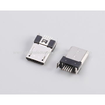 Taiwan Micro USB 5 Pin Male B Type SMT Board Cut Type Right Angle Metal ...