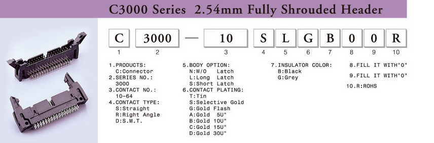 2.54mm Fully Shrouded Box Header Connector DIP Straight, Right Angle ...