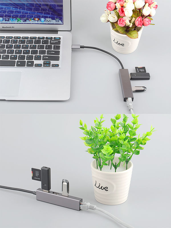 China Type C Hub USB C Hub To 1000M Ethernet Adapter Type Cto 3USB3.0 ...