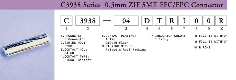 Taiwan 0.5mm ZIF SMT Right Angle Type FFC FPC Connector Dual Contact ...
