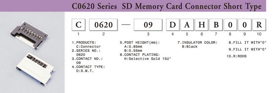 Taiwan SD Memory Card Socket Connector, 9-pin Short Type on Global ...