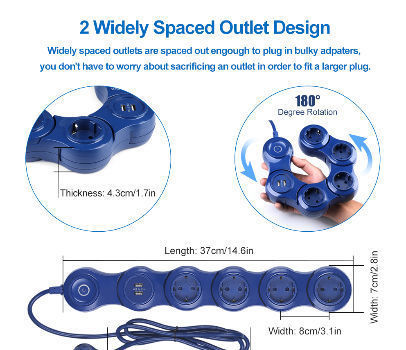 China 4 Outlet Multi Bending Pivoting Power Strip 360 Degree Flexible ...