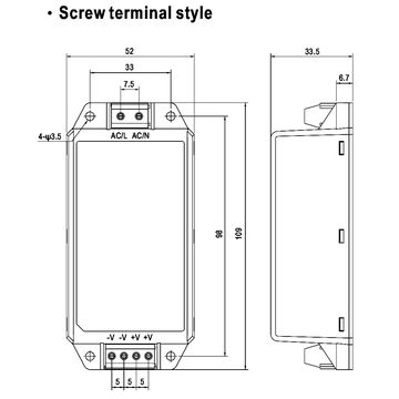 Taiwan 60W 48V miniature size, screw terminal type power module, UL62368-1 & EN62368-1/EN60335-1 ...