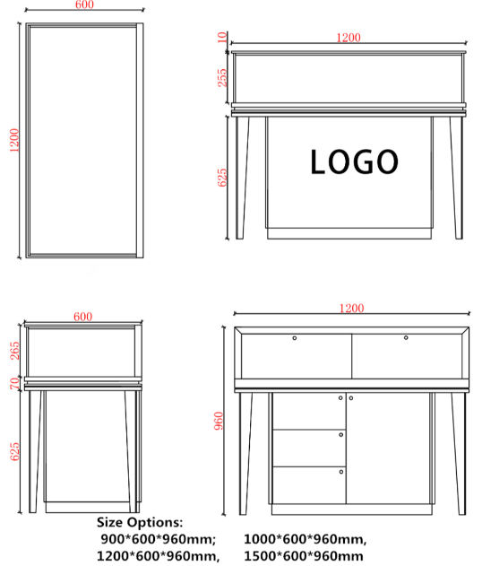 China Retail shop display showcase & counter,with colored mirror glass ...