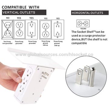 China American wall 6 AC plug socket shelf surge protector 3usb fast ...