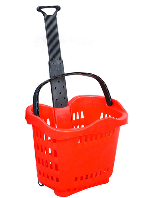 Plastic shopping rolling basket with wheels for supermarket | Global ...
