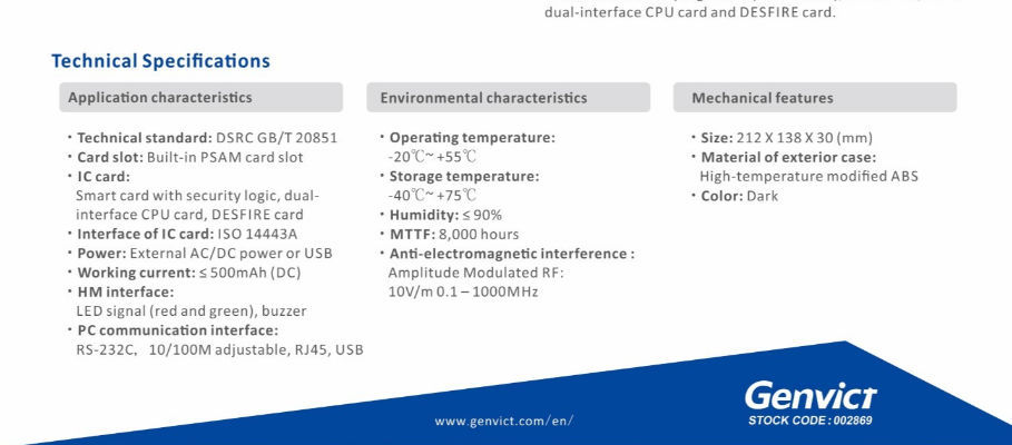 China Genvict ETC Deskstop Issuer for DSRC OBU and IC Smart card reader ...