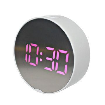China Led Mirror Clock Alarm Digital Desk Clock Round Shape With Usb ...