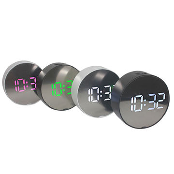 China Led Mirror Clock Alarm Digital Desk Clock Round Shape With Usb ...