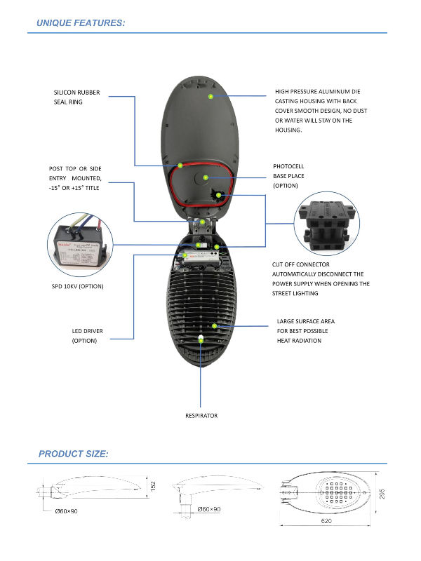 China IP66, IK08, LM79, TM21, CE, ROHS certificated 20-120W led street ...