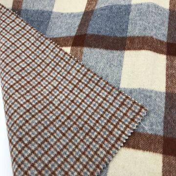 China Double faced checked plaid tweed coat wool fabric 70%Wool, 30 ...
