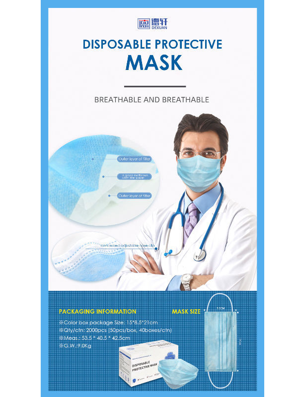 China Dexuan Disposable 3ply civil facial mask particulate respirator ...