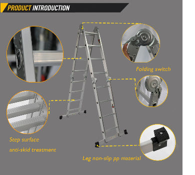 4x4 Aluminum Alloy Multi-function Ladder Without 2pcs Flat Plate EN131 ...