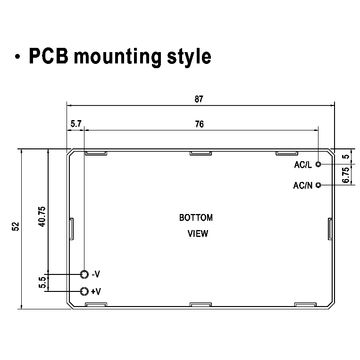 Taiwan 60W 24V miniature size, PCB mounting type AC DC power module ...